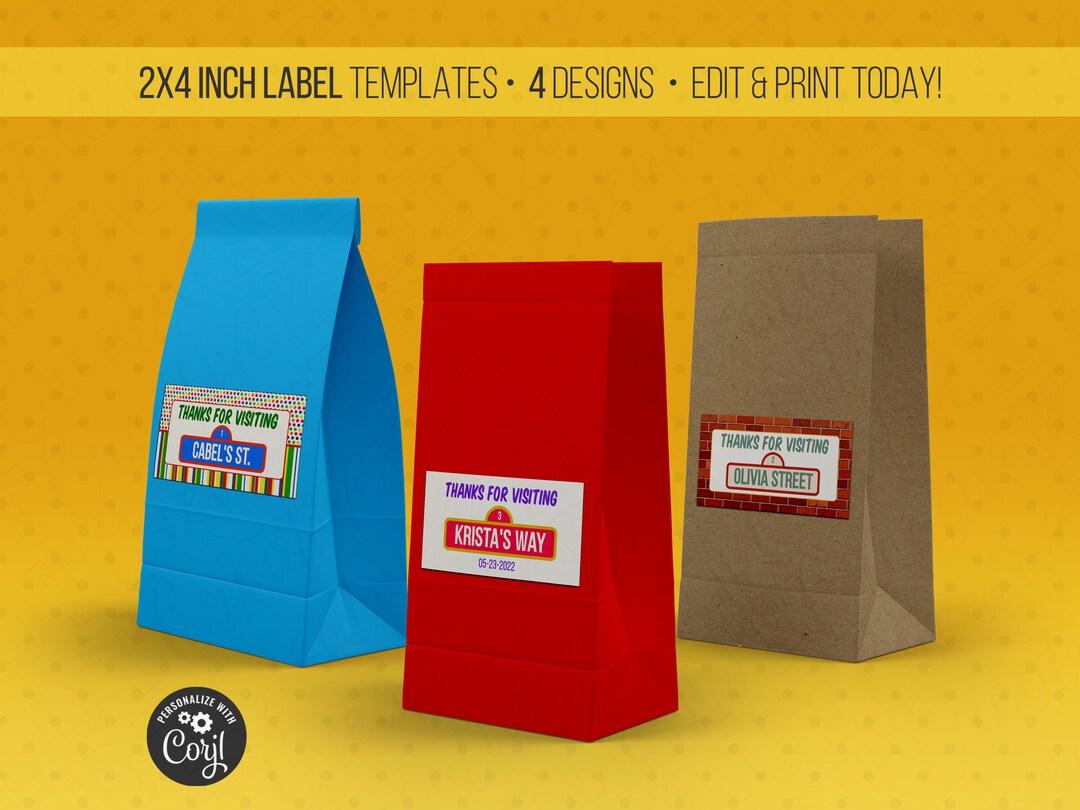 Editable Rectangular Sticker Label Template | 2 X 4 Inch, 4 Designs ...