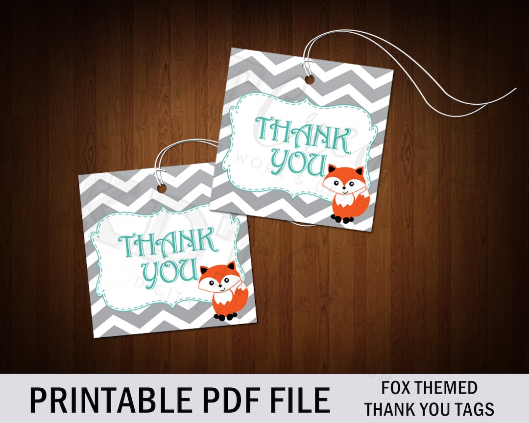 Fox Theme Thank You Tags - Printable PDF - Etsy