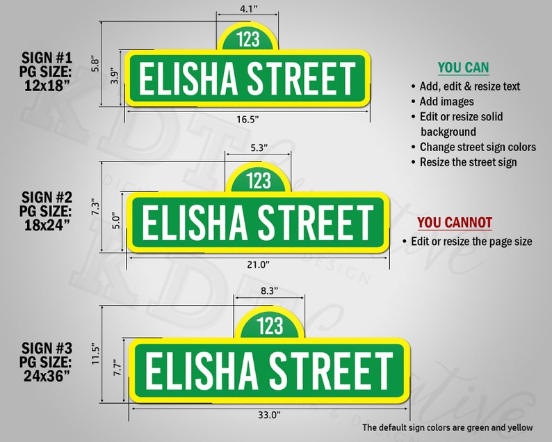 Editable Street Sign Poster Size 3 Sizes: 12x18 18x24 - Etsy