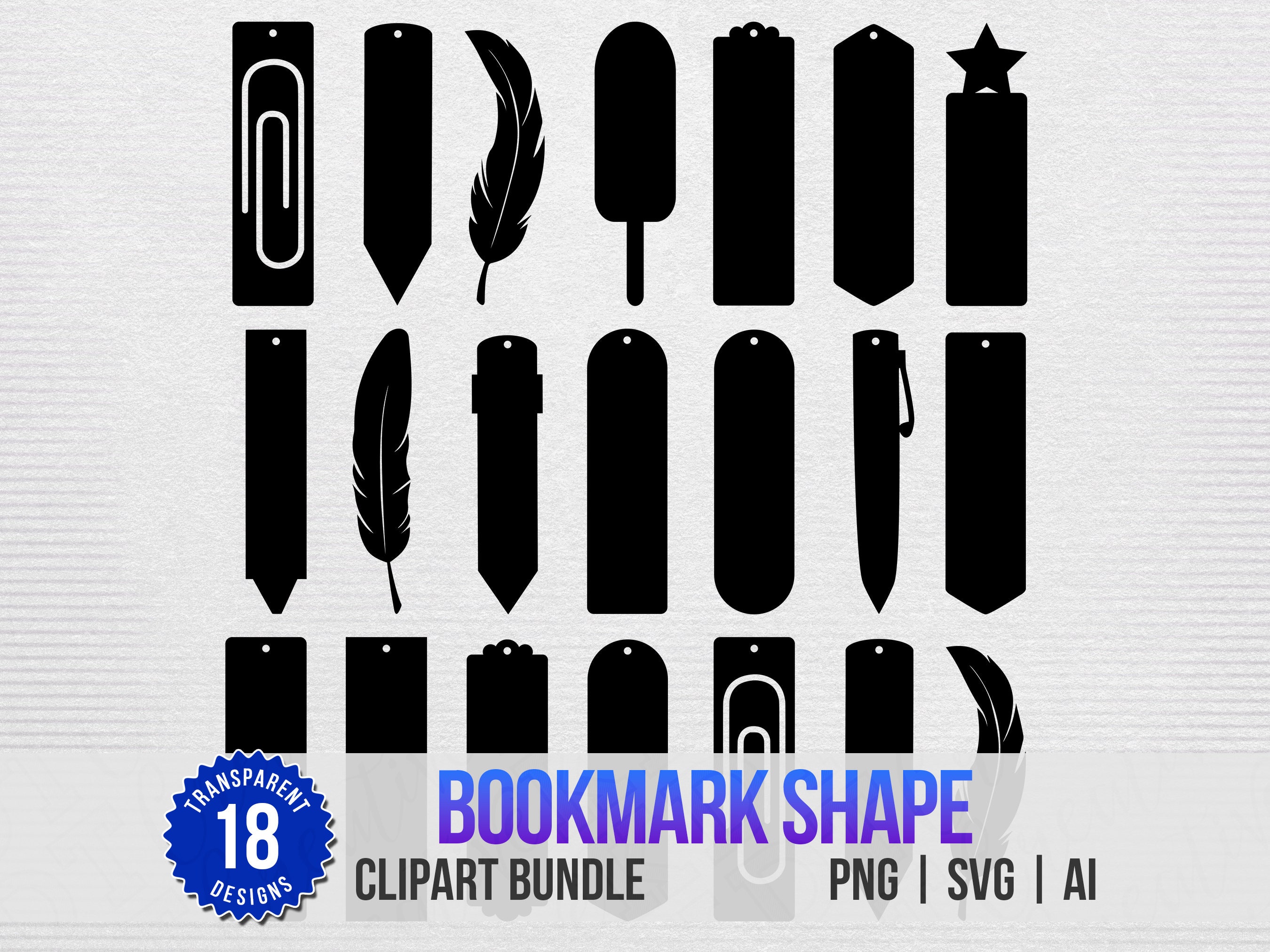 Bookmark Clipart Die Cut Vector Shape Bundle SVG, PNG, Illustrator for ...