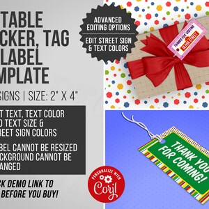 Editable Rectangular Sticker Label Template | 2 X 4 Inch, 4 Designs ...