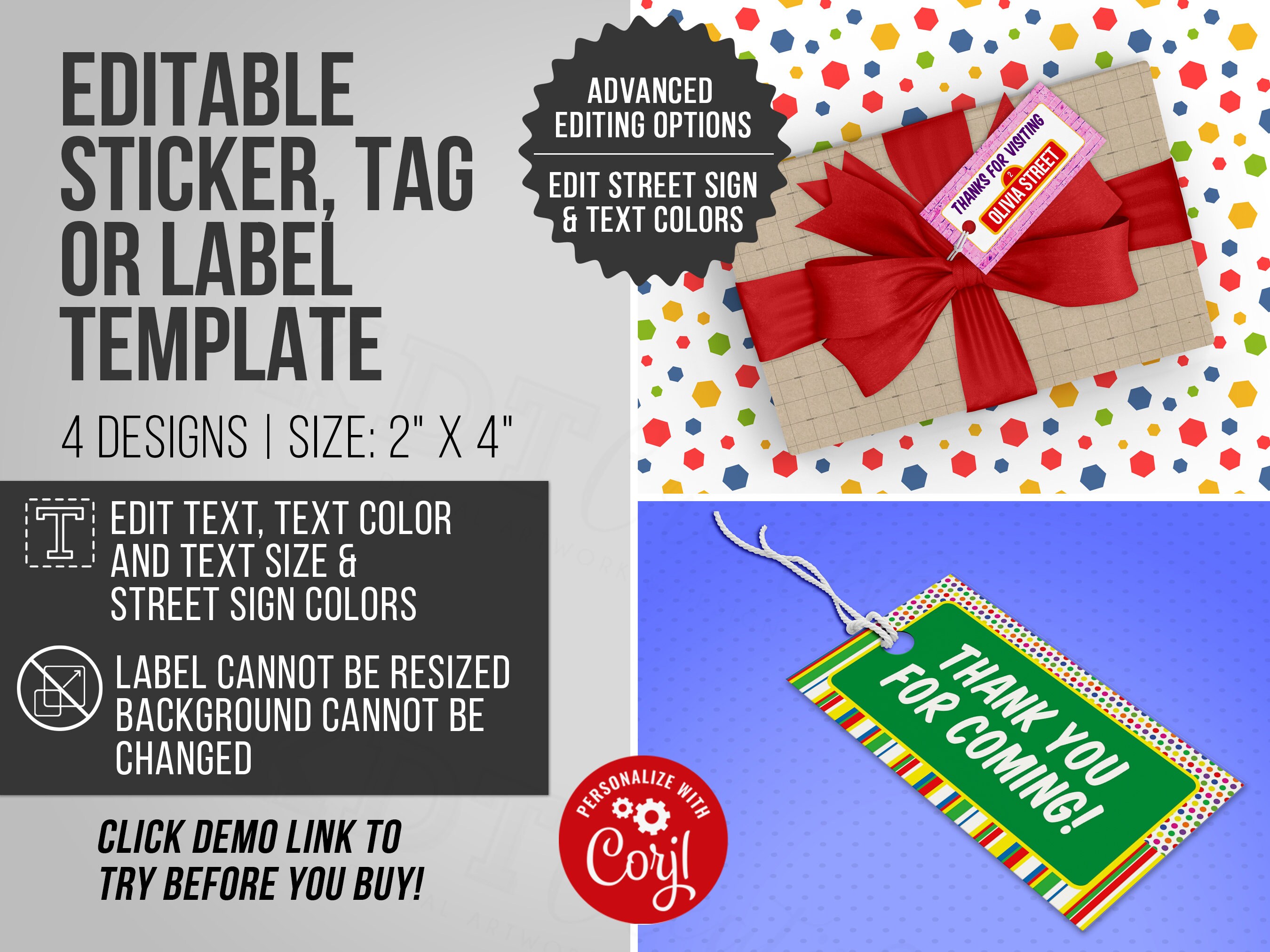 Editable Rectangular Sticker Label Template 2 X 4 Inch 4 - Etsy