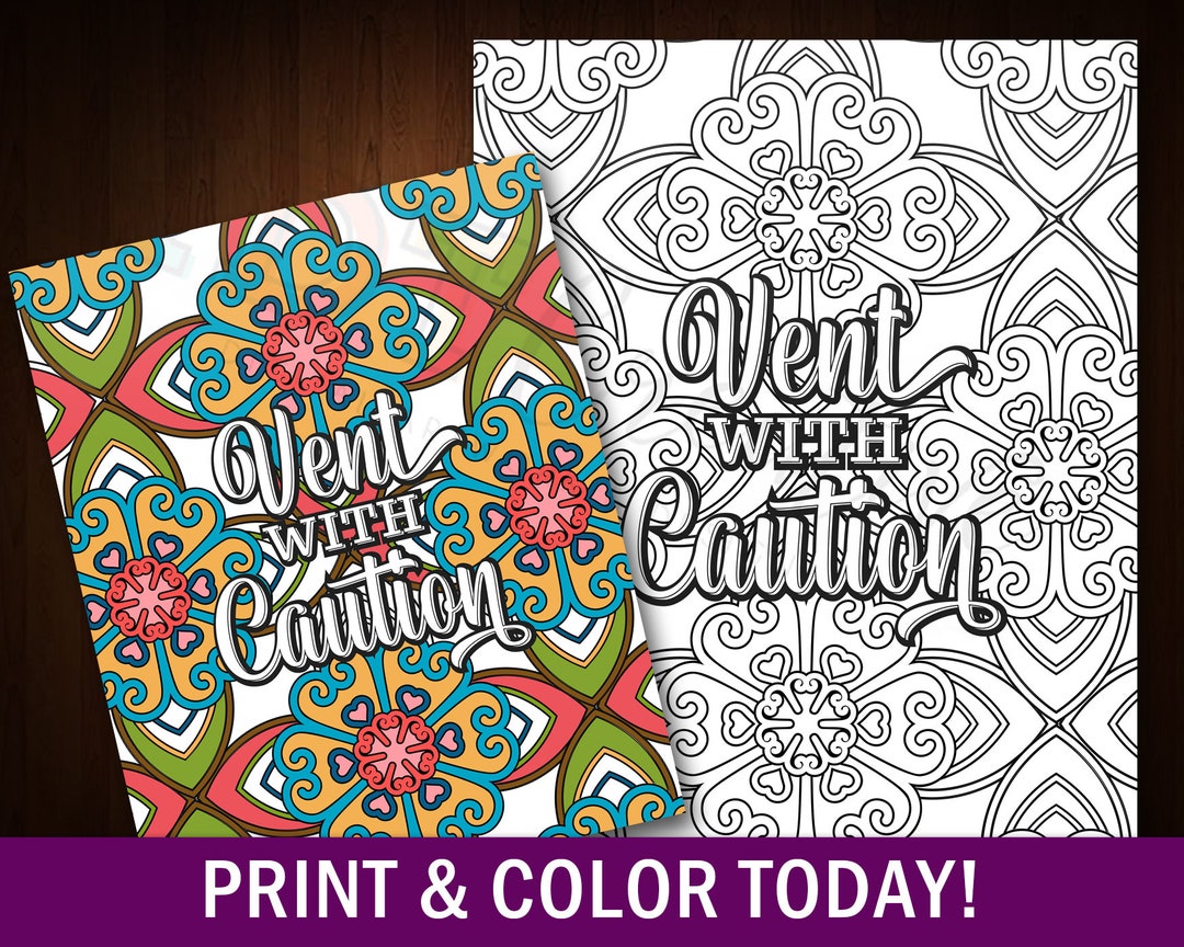 Vent With Caution Mandala Coloring Page for Adults (PDF) - Etsy