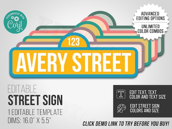 Editable Street Sign 11x17 Advanced Editing Options - Etsy