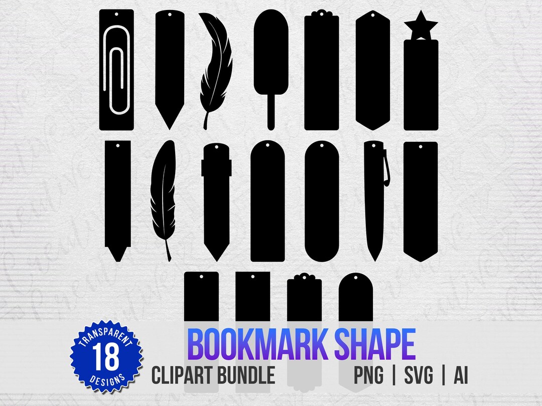 18 - Bookmark Clipart Vector Bundle: SVG, PNG, Illustrator (digital ...