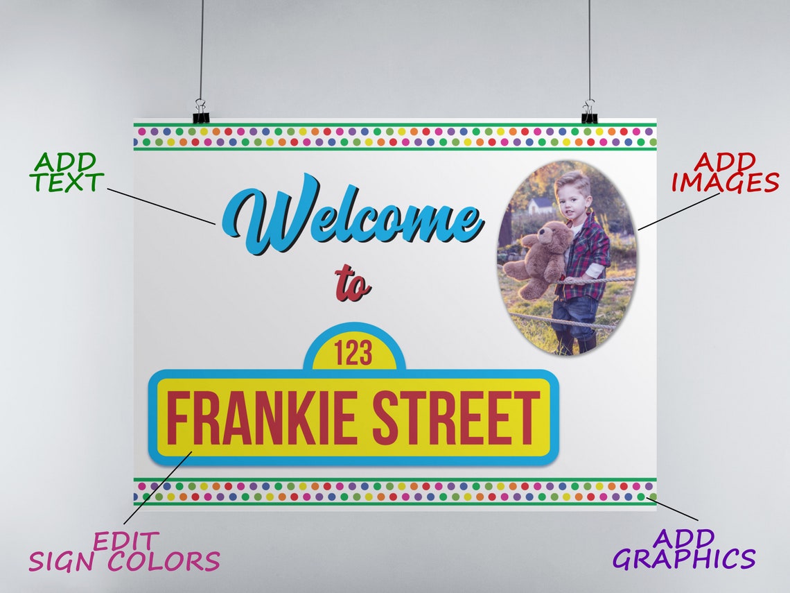 Editable Street Sign Poster Size 3 Sizes: 12x18 18x24 - Etsy