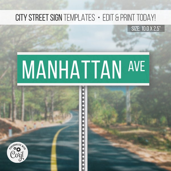 City Street Sign - Etsy