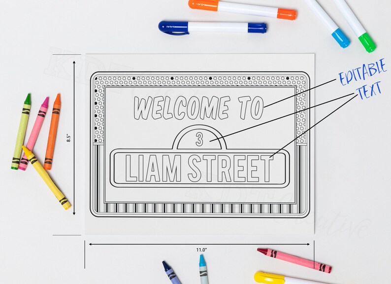 Editable Welcome Street Sign Coloring Page - 11 X 8.5" - Edit & Print ...