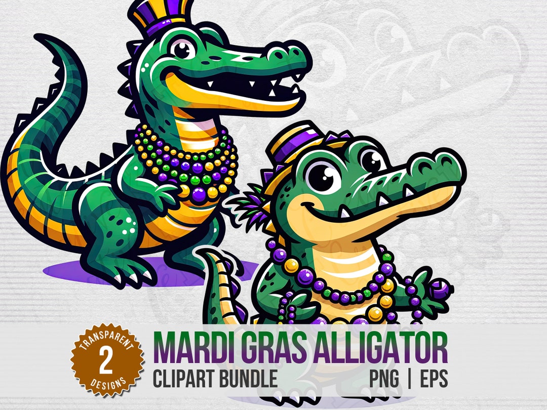 Festive Mardi Gras Louisiana Alligator PNG File for Crafting ...