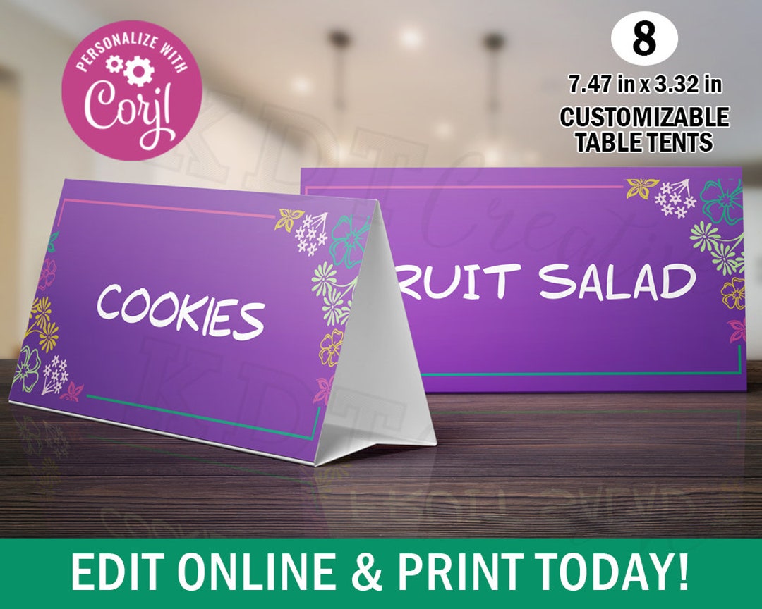 Editable Magical Party Table Tents Place Cards - Edit & Print Online ...
