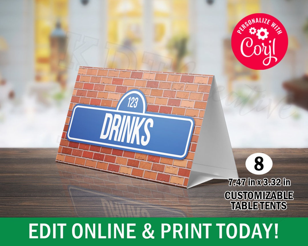 Editable Bright Color Street Party Table Tents Place Cards - Edit ...