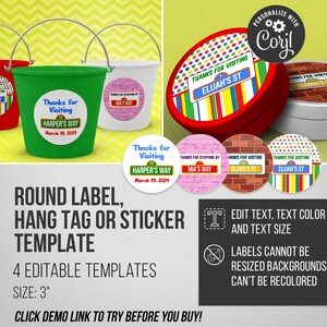 Editable Green Yellow Printable Round Sticker Label Template | 3 Inch ...