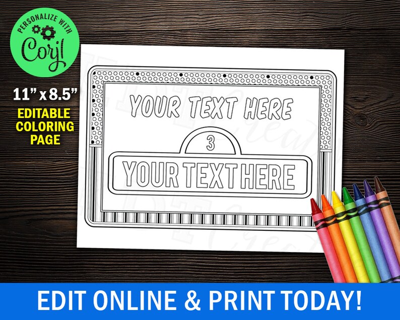 Editable Welcome Street Sign Coloring Page 11 X 8.5 - Etsy