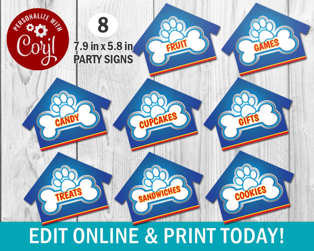 Editable Mini Puppy Party Signs - Edit & Print Online NOW! - Etsy