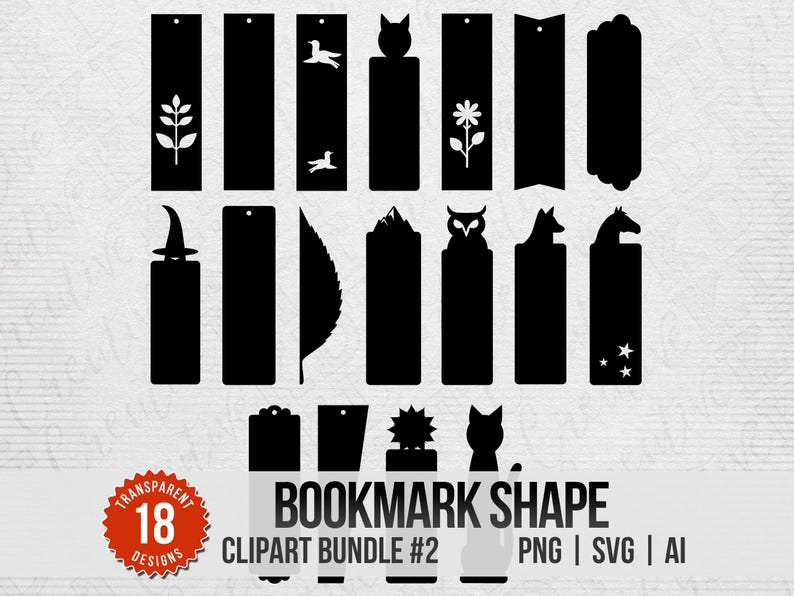 18 - Bookmark Clipart Bundle: SVG, PNG, Illustrator Files - for Cricut ...
