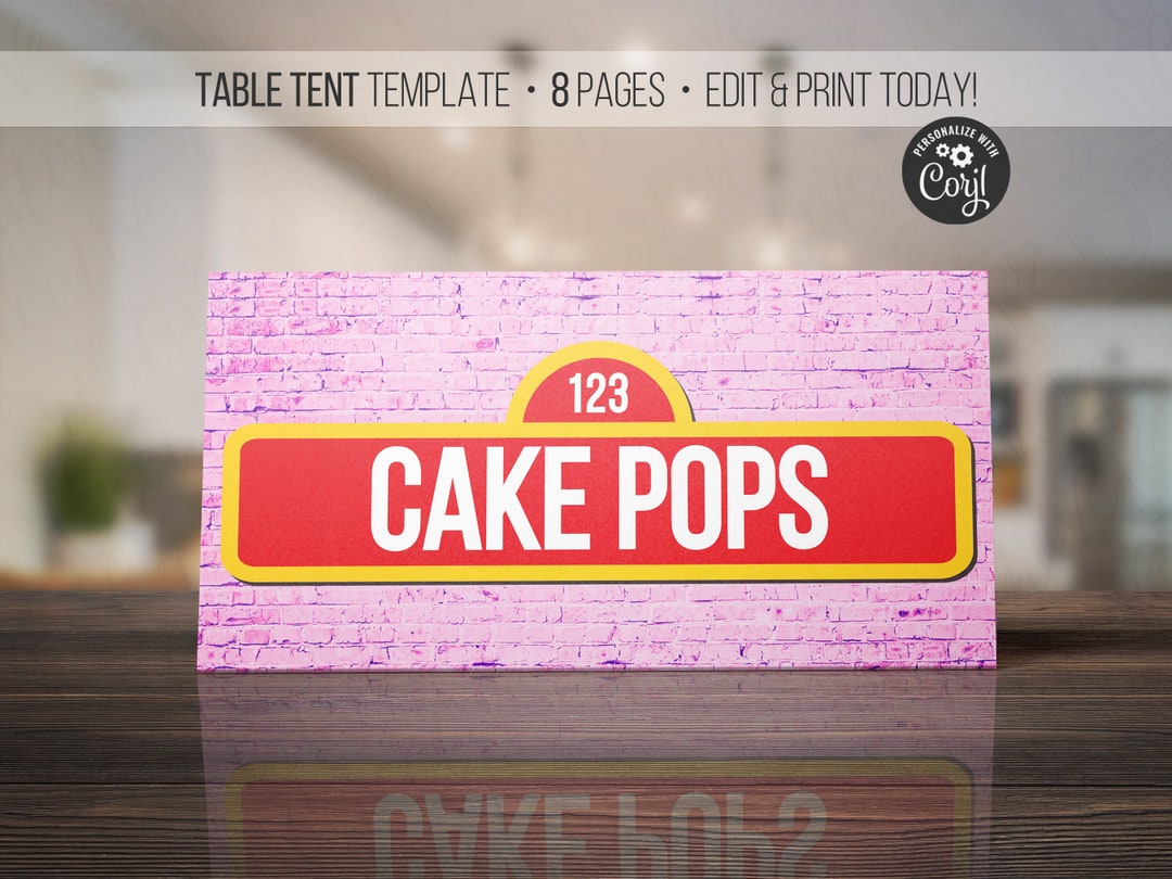 Editable Red, Orange and Pink Street Sign Table Tents Place Cards ...