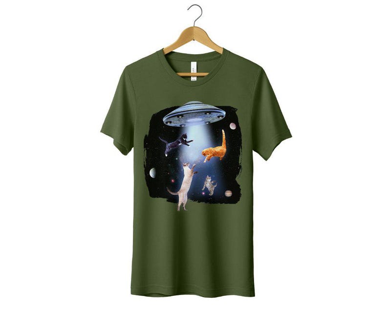 UFO Cat Abduction T-shirt, Space Adventure, Alien Invasion - Etsy