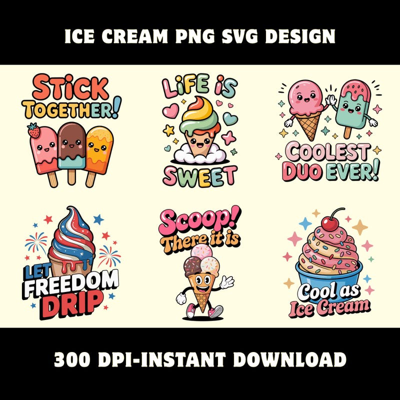 Funny Ice Cream Stickers - Etsy