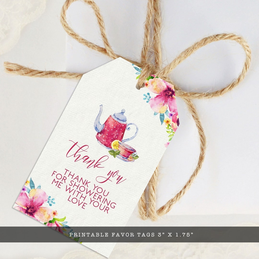 Tea Party Favor Tags, Bridal Tea Party Tags, Floral Tea Party Favor Tag ...