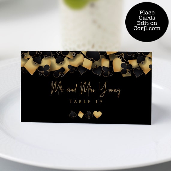 Casino Night Place Card, Casino Table Card, Modern Style Escort Card ...