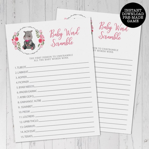 Word Scramble Baby Shower Game, Instant Download, Baby Shower Game ...