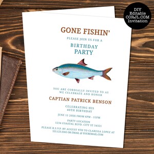 Fish Themed Birthday Party Invitations, Gone Fishing Party Invitations ...