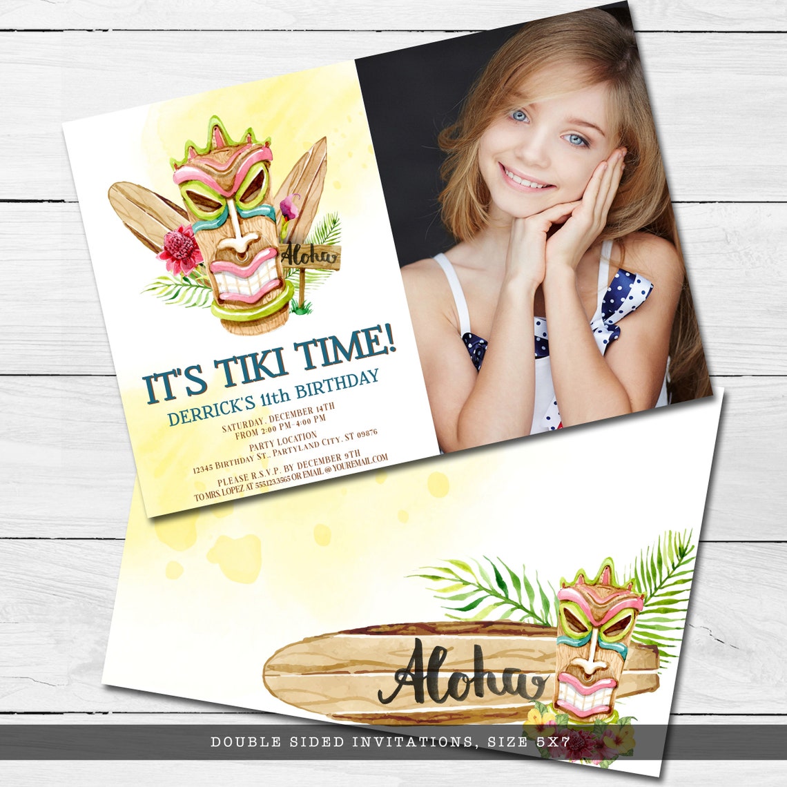 Editable Photo Birthday Invitation Tiki Photo Invite - Etsy
