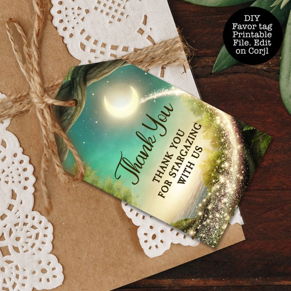 Enchanted Forest Favor Tag, Glitter Gift Tags, Editable Gift Labels ...