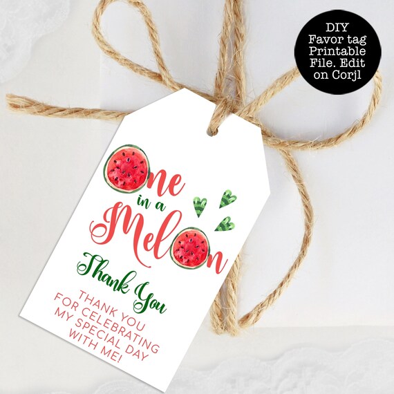 Printable Thank You Tags, Watermelon Favor Tags, Summer Gift Tags ...