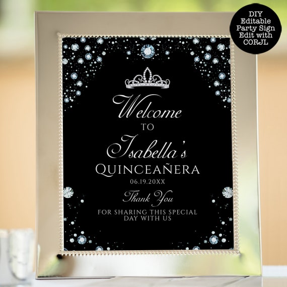 Black Diamond Welcome Sign, Diamond Themed Printable Sign, Instant ...