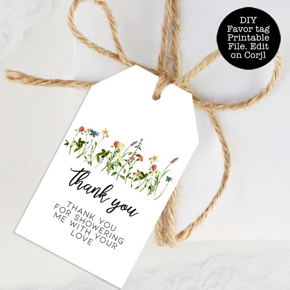 Printable Bohemian Wildflower Gift Tags DIY Rustic Favors, Instant ...