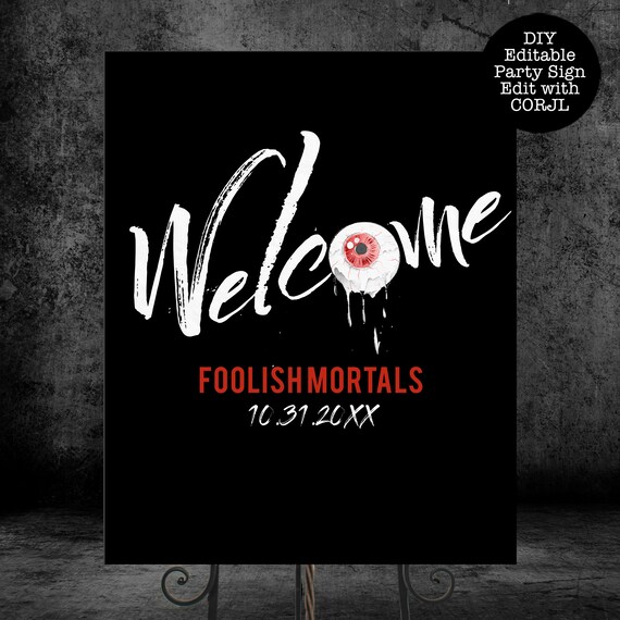 Bloody Eyeball Halloween Welcome Signs, Horror Halloween Signs, Bloody ...