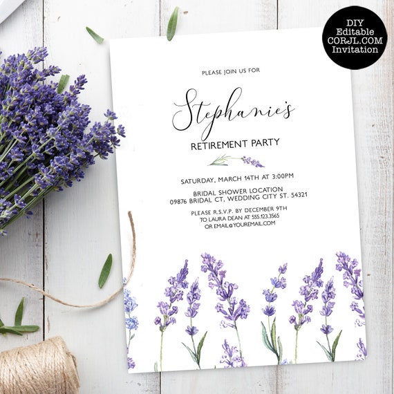 Retirement Party Invitation Template Purple