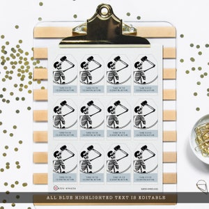 Printable Gift Tags, Printable Skeleton Death to My 20s Gift Tag DIY ...