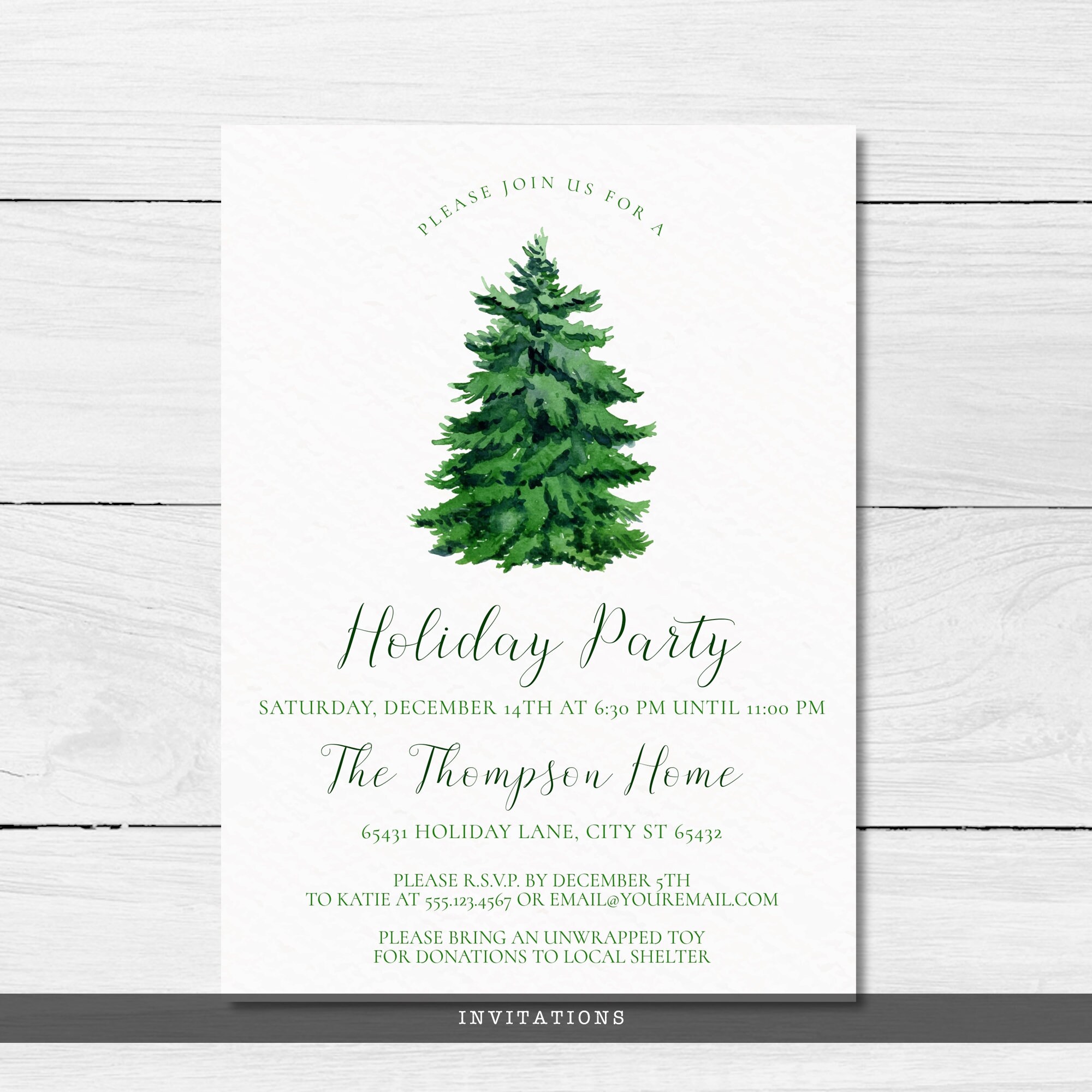 Christmas Tree Invitations Elegant Christmas Invitations | Etsy