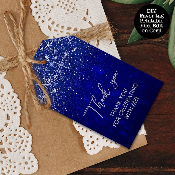 Royal Blue Glitter Favor Tags, Blue Glitter Tags, Blue Glitter Favor ...