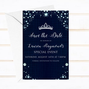Editable Save the Date Card Denim and Diamond Save the Date - Etsy