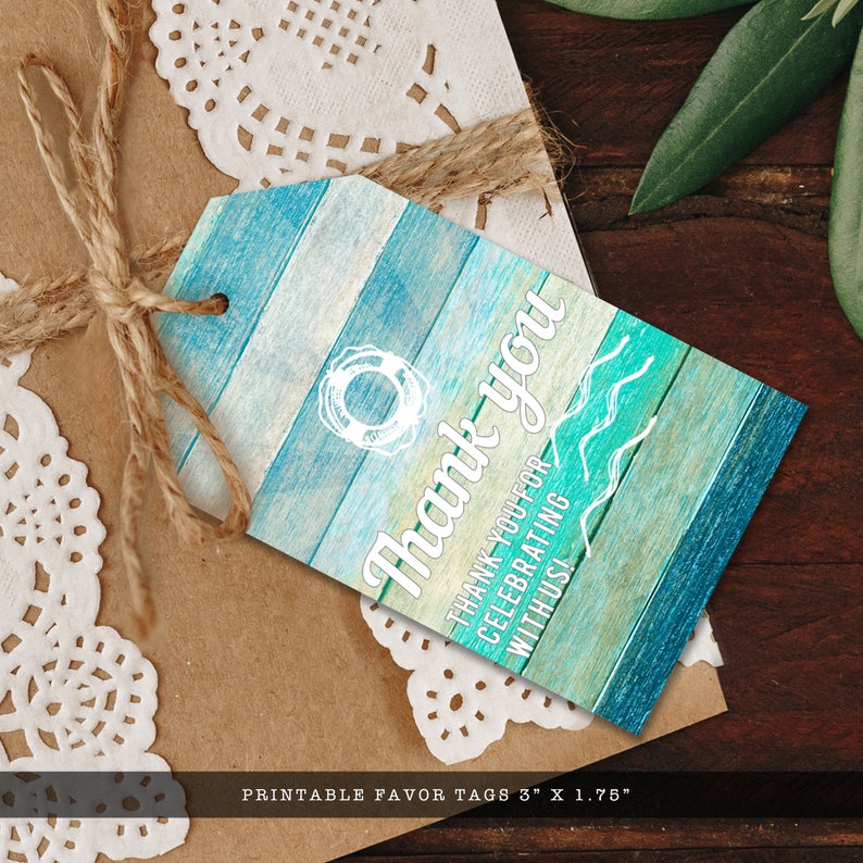 Rustic Pool Party Favor Tags Beach Gift Tags Editable Favor - Etsy