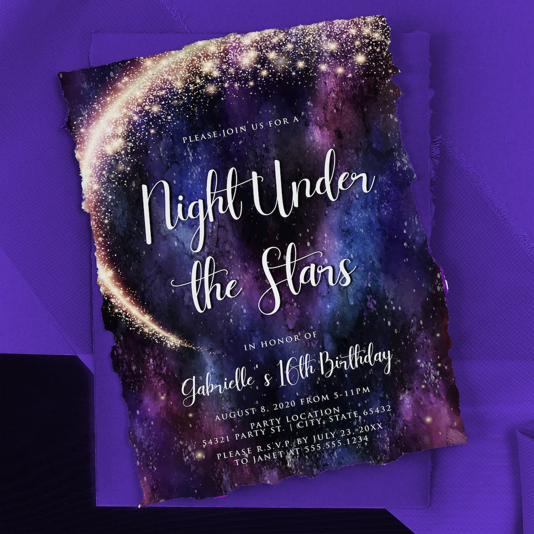 A Night Under the Stars Invitation, Printable Birthday Invitation ...