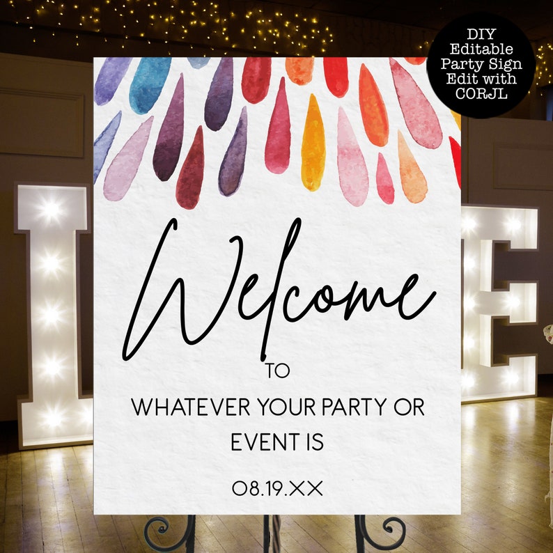 Printable Rainbow Welcome Signs Rainbow Party Sign Editable - Etsy
