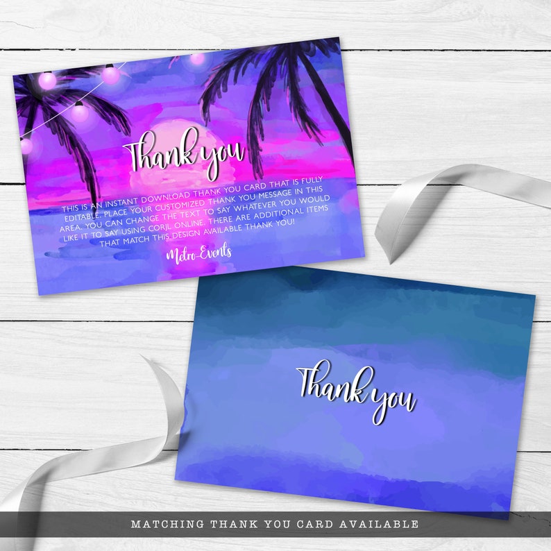 Blue Sunset Welcome Sign, Tropical Sunset Welcome Signs, Printable ...