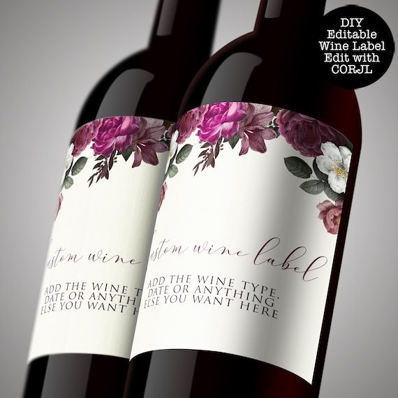 Custom Purple Floral Wine Label - Personalized for Any Occasion ...