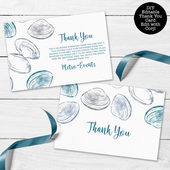 Clam Bake Thank You Cards, Seafood Thank You Cards, Custom Thank you ...