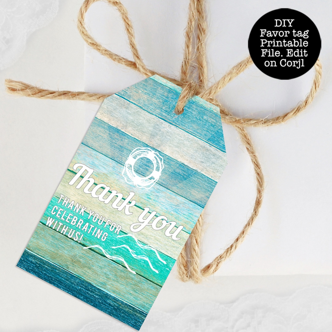 Rustic Pool Party Favor Tags, Beach Gift Tags, Editable Favor Tags ...