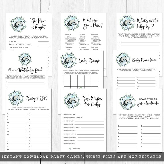 Baby Panda Printable Baby Shower Games, Panda Themed Baby Shower Games ...