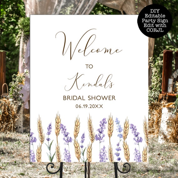 Lavender and Wheat Welcome Sign, Printable Sign, Custom Welcome Sign ...