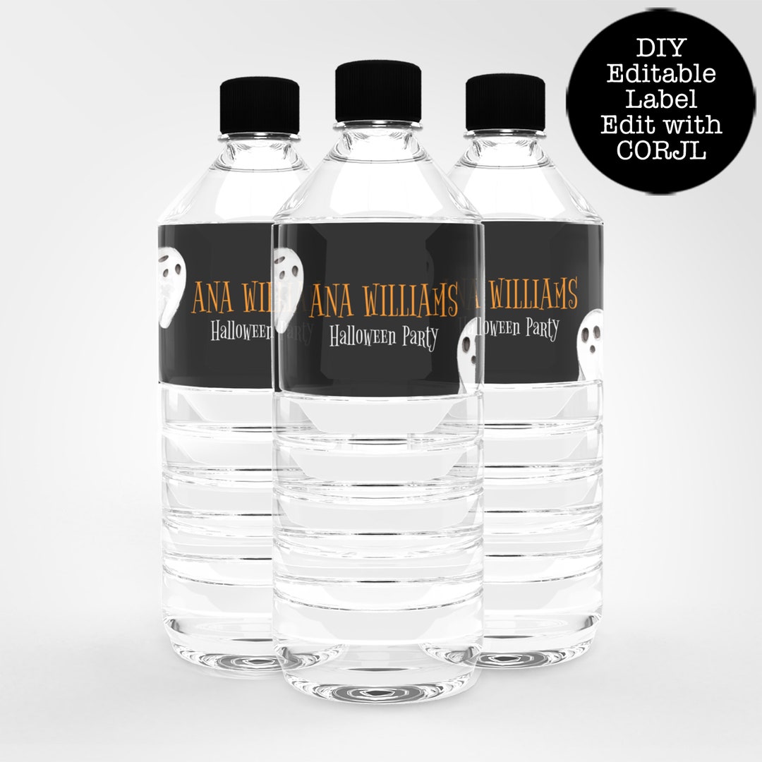 Ghost Beverage Wrapper Halloween Water Labels Digital - Etsy