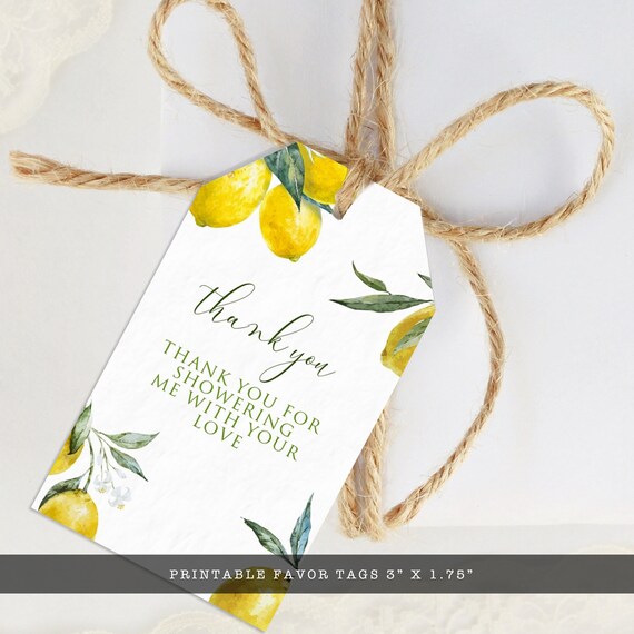 Lemon Favor Tag, Lemon Gift Tags, Printable Favor Tags, Thank You Tags ...