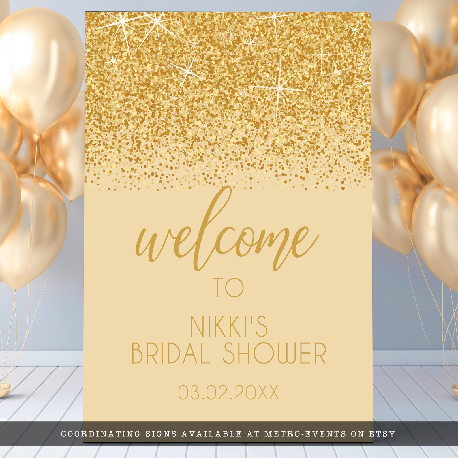 Gold Glitter Invitations, Gold Bridal Invitation, Gold Glitter ...