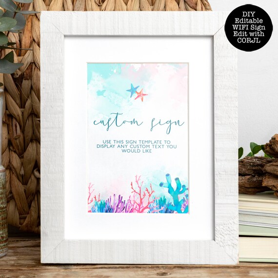 Coral Reef Custom Signs, Beach Party Sign, Editable Party Sign, Instant ...